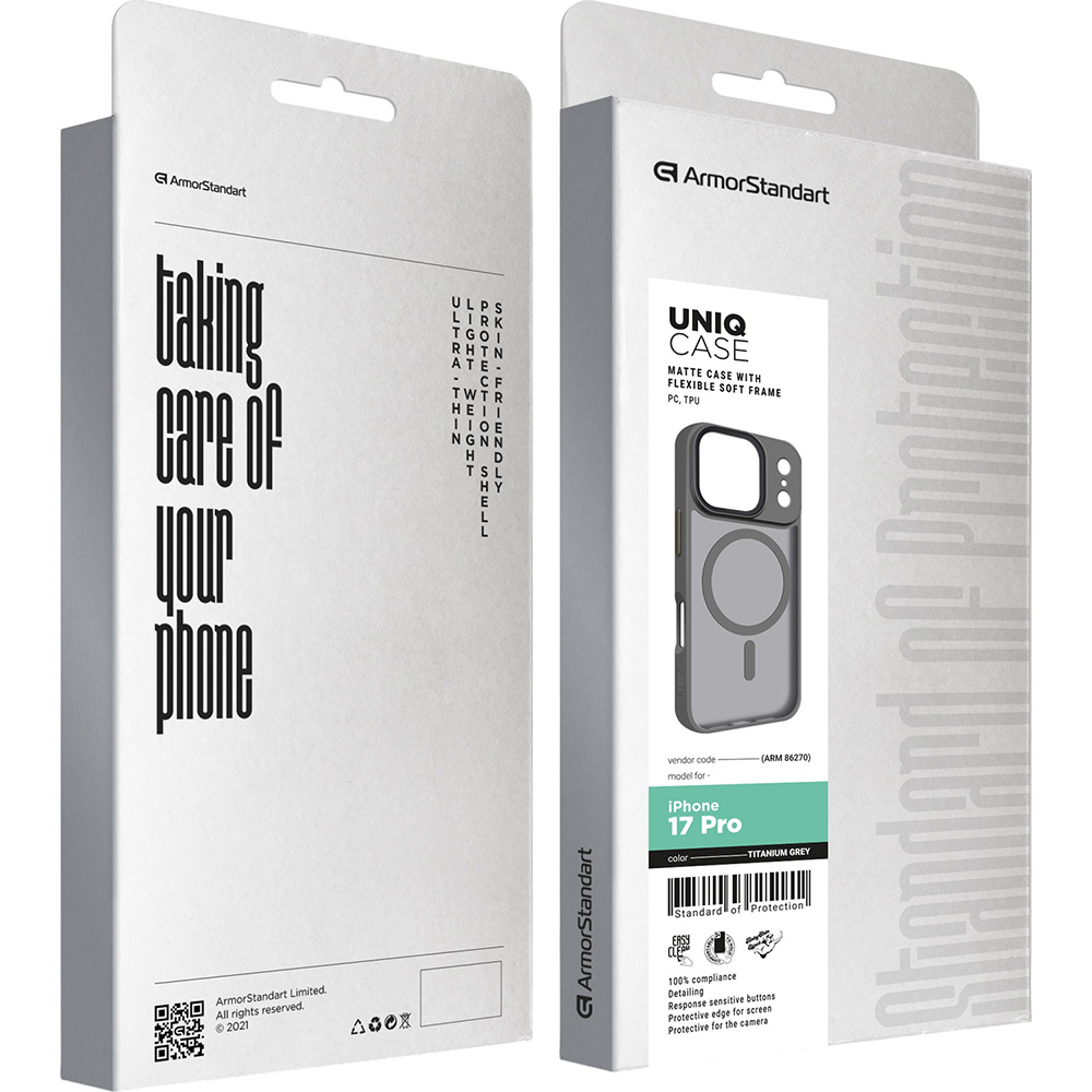 Чохол ARMORSTANDART Uniq MagCase для Apple iPhone 17 Pro Titanium Grey ...