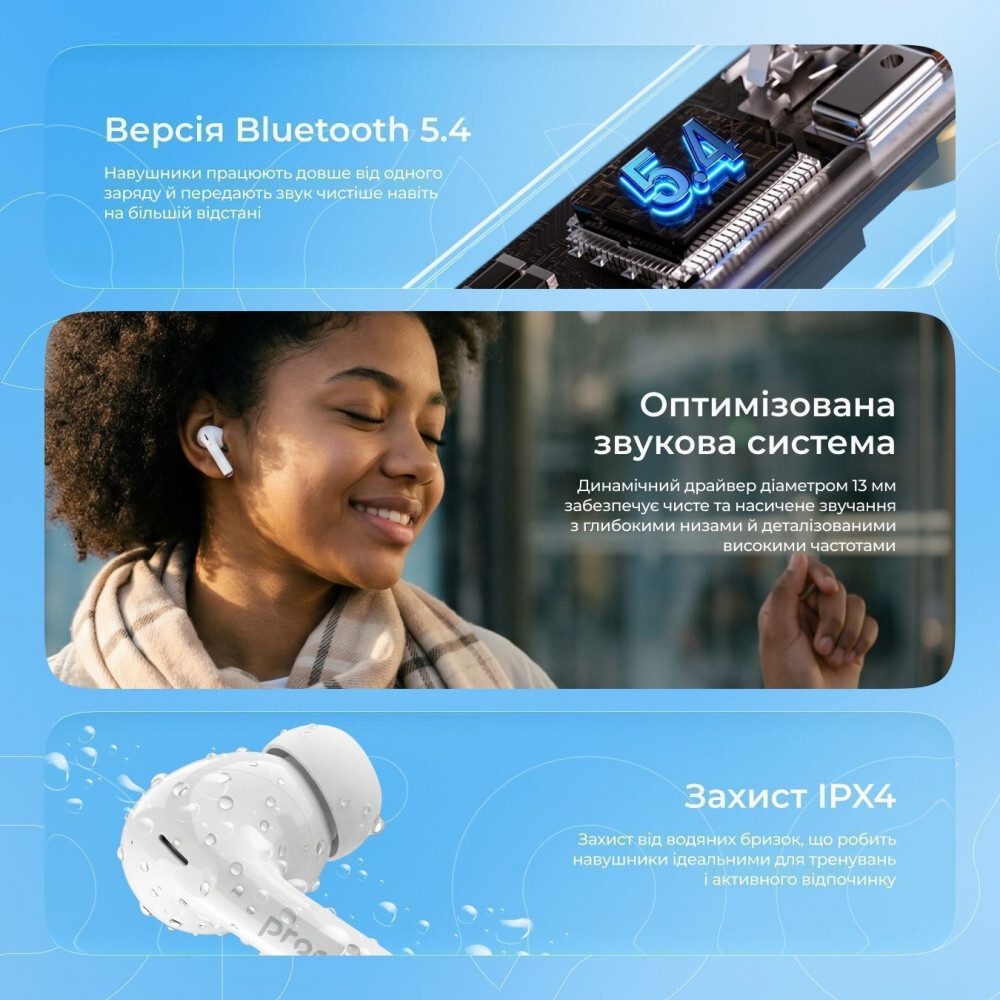 Гарнітура PROOVE Mainstream Pro TWS (APP) White (TWMSP001AP02) ᐉ купити ...