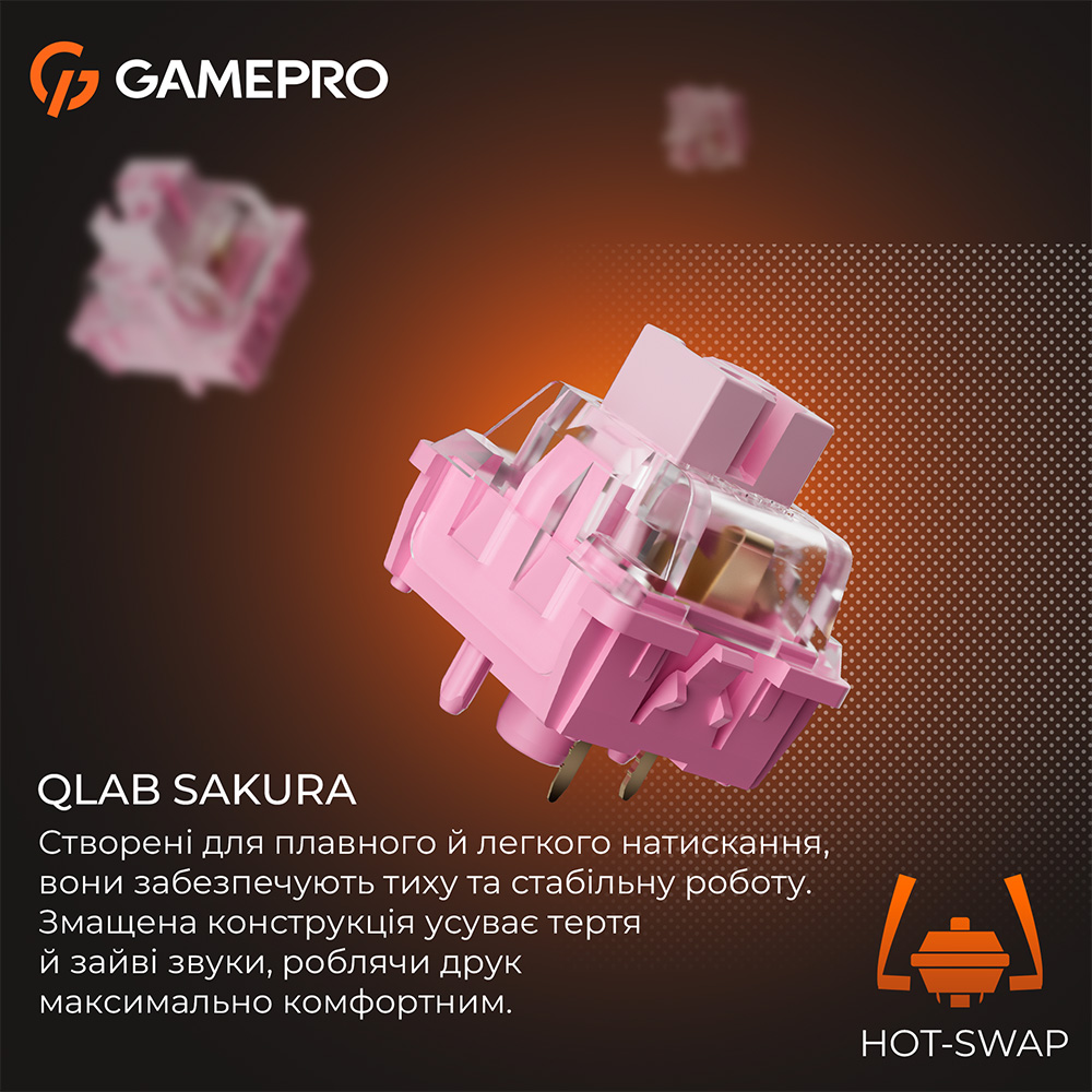 Клавіатура GAMEPRO MK160 V2 Warden QLAB Sakura White (MK160-V2-BL-QS) ᐉ ...